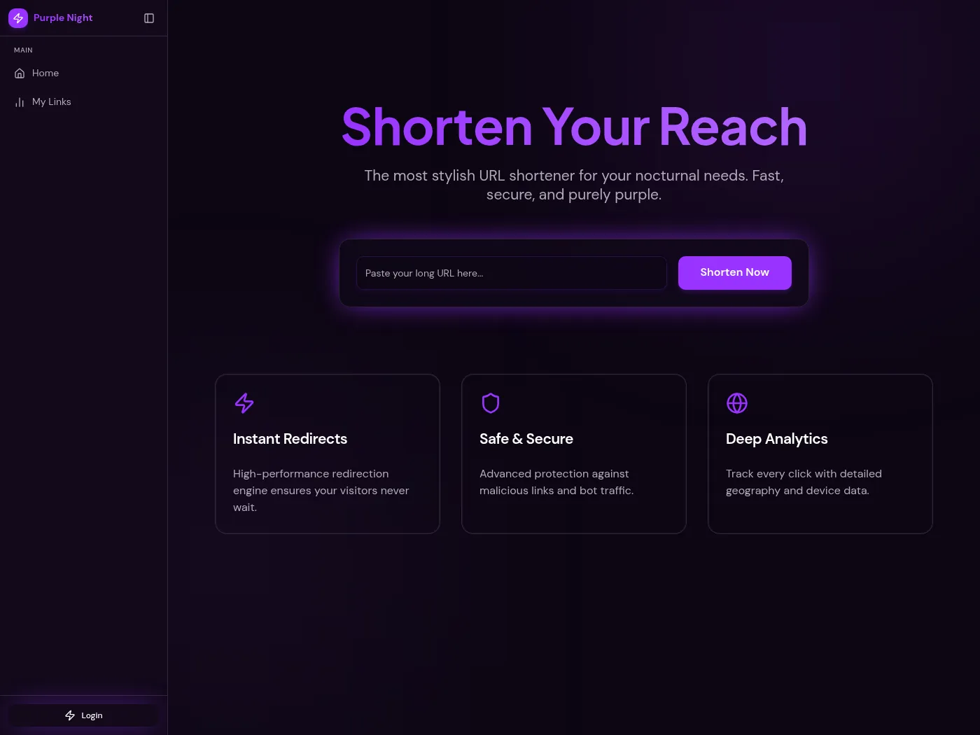 Purple Night Link Shortener
