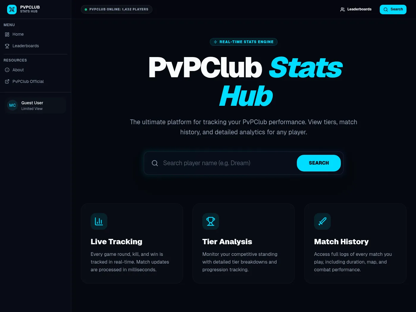 Minecraft PvPClub Stats Hub