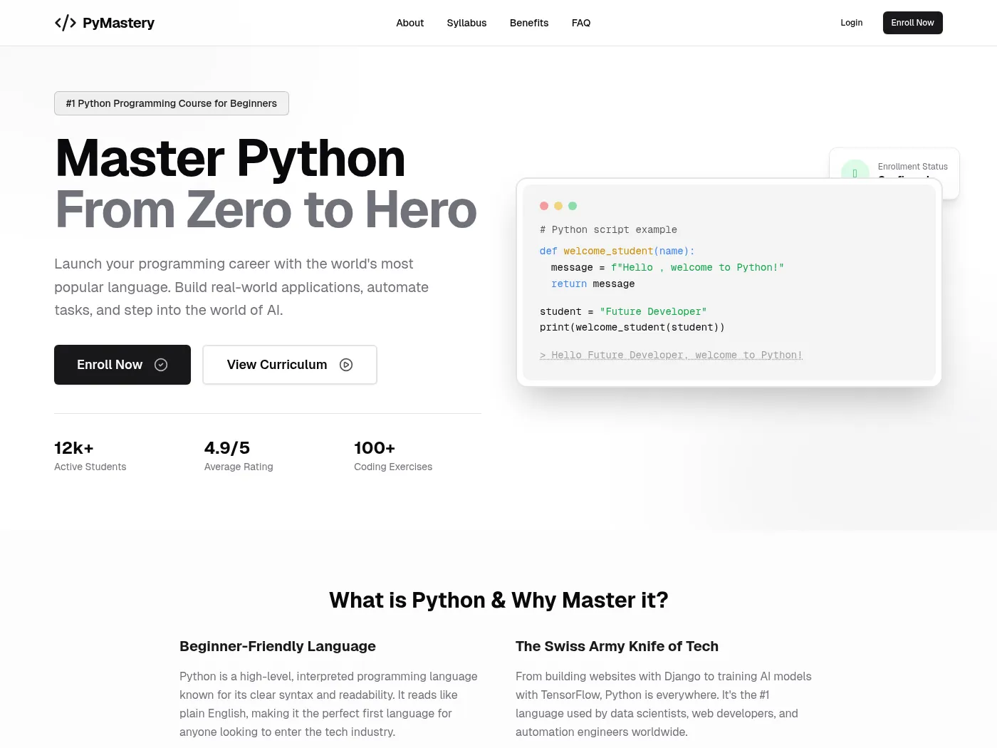 Python Mastery Course Page