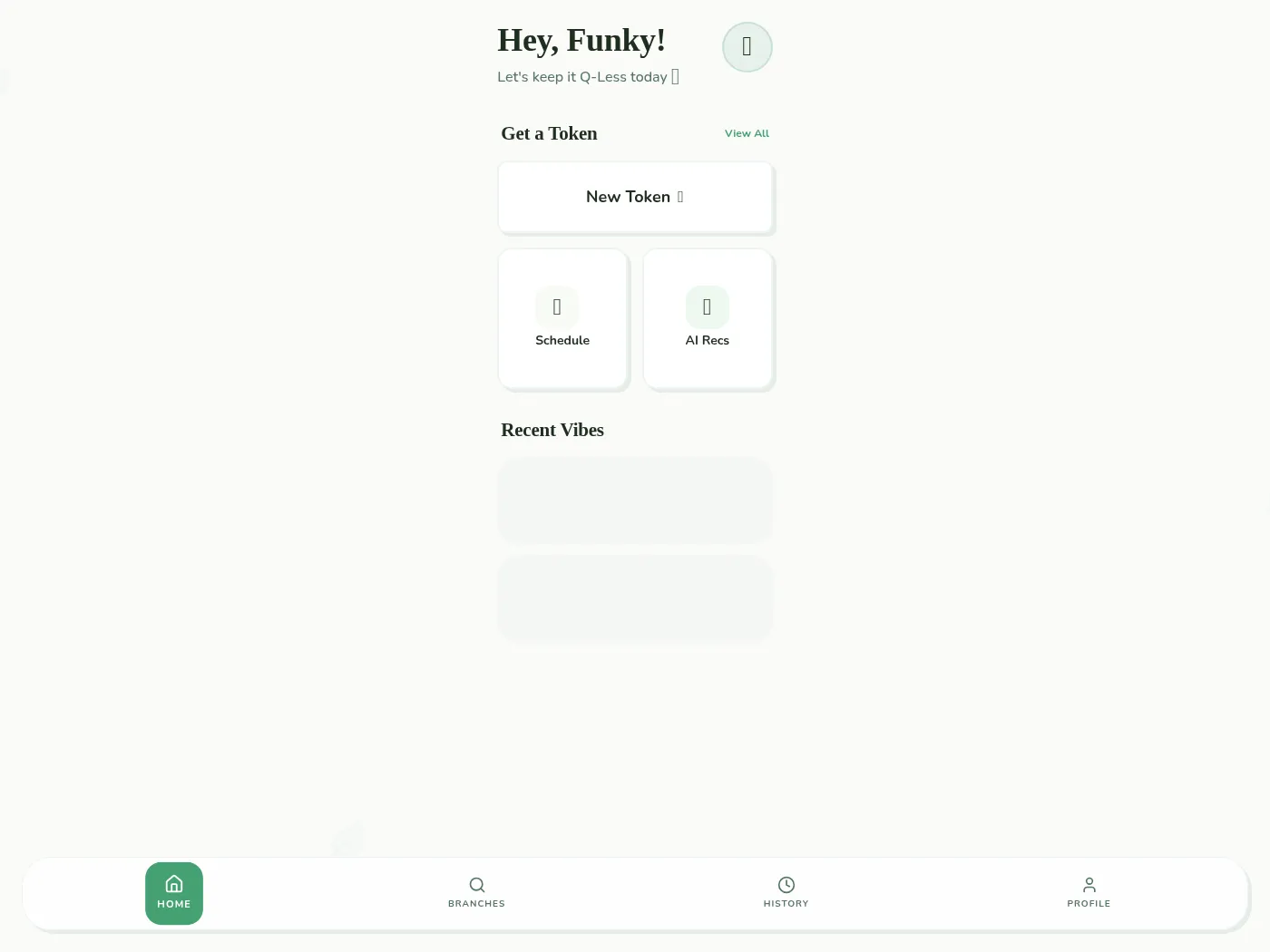 Q-Less Funky Booking App