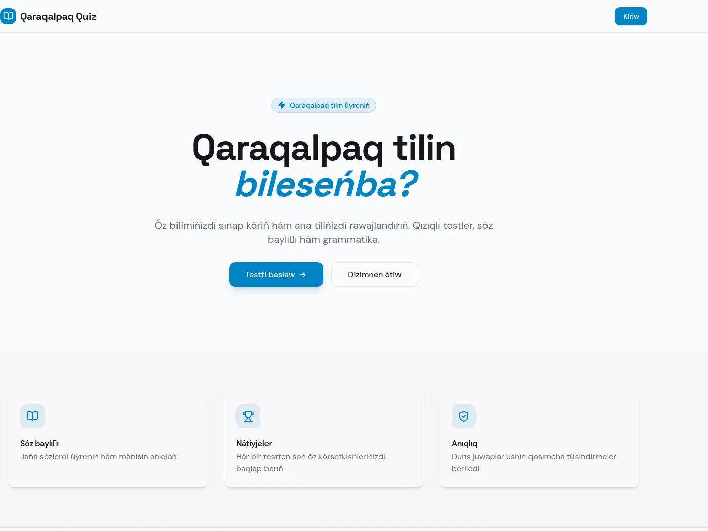 Qaraqalpaq Language Quiz