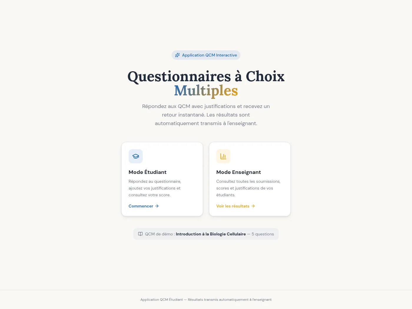 QCM Étudiant WebApp