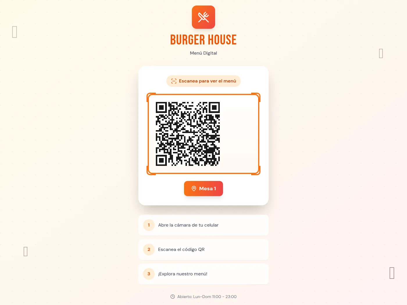 QR Fast Food Menu