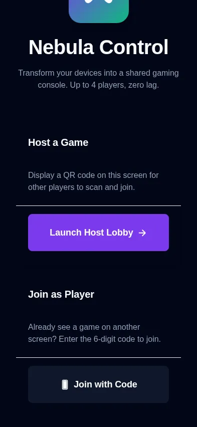 QR Game Controller Hub