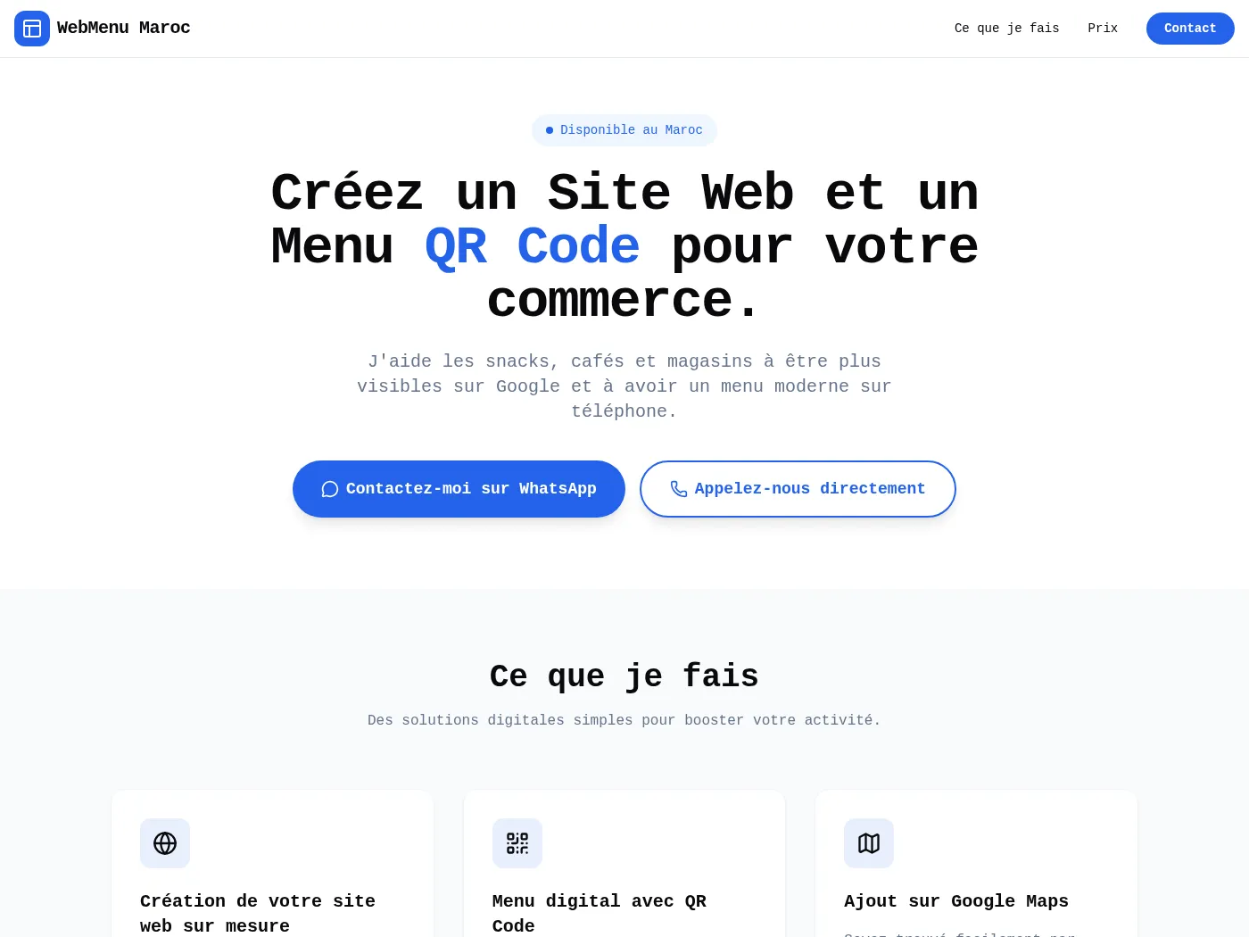 Web & QR Menu Maroc