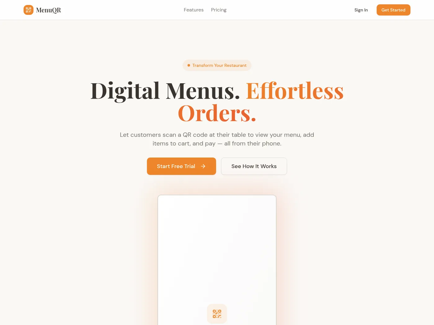 QR Menu SaaS for Restaurants