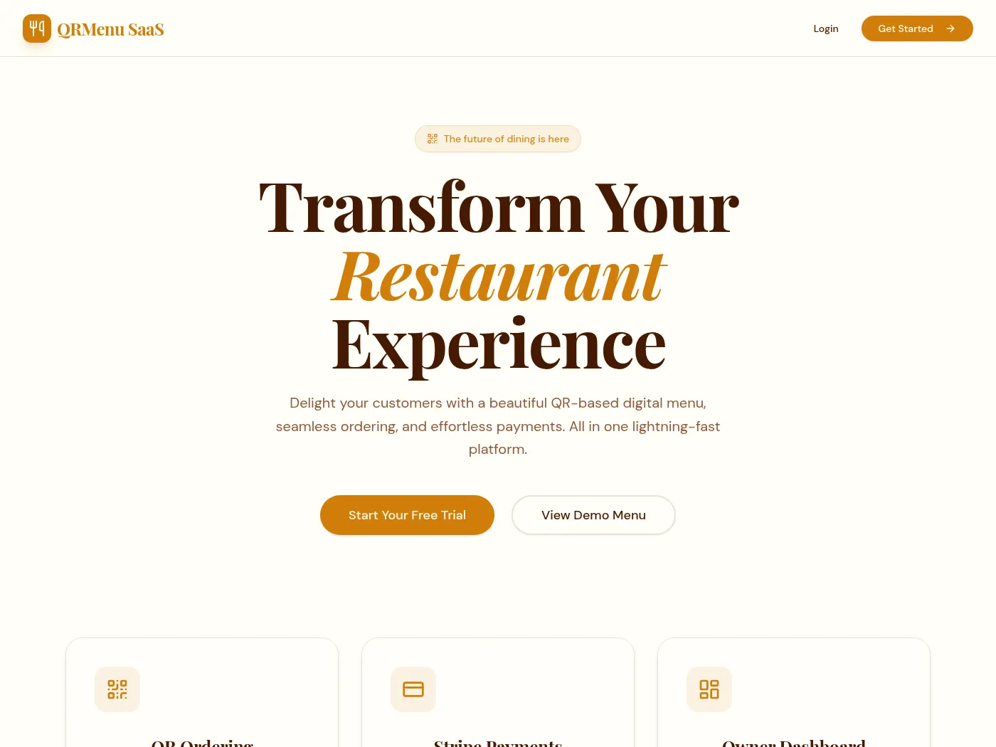 QR Menu Restaurant SaaS
