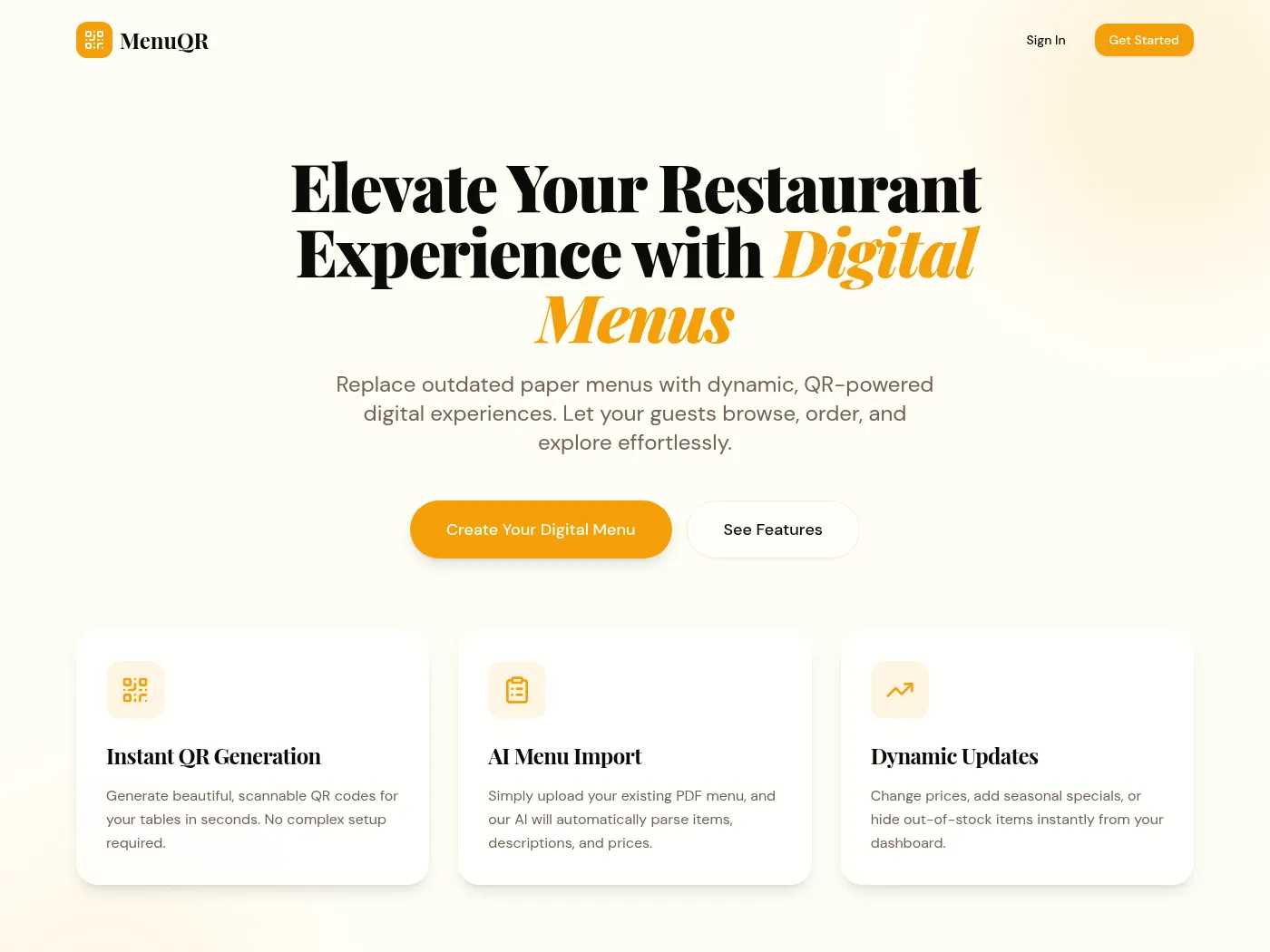 QR Menu Display