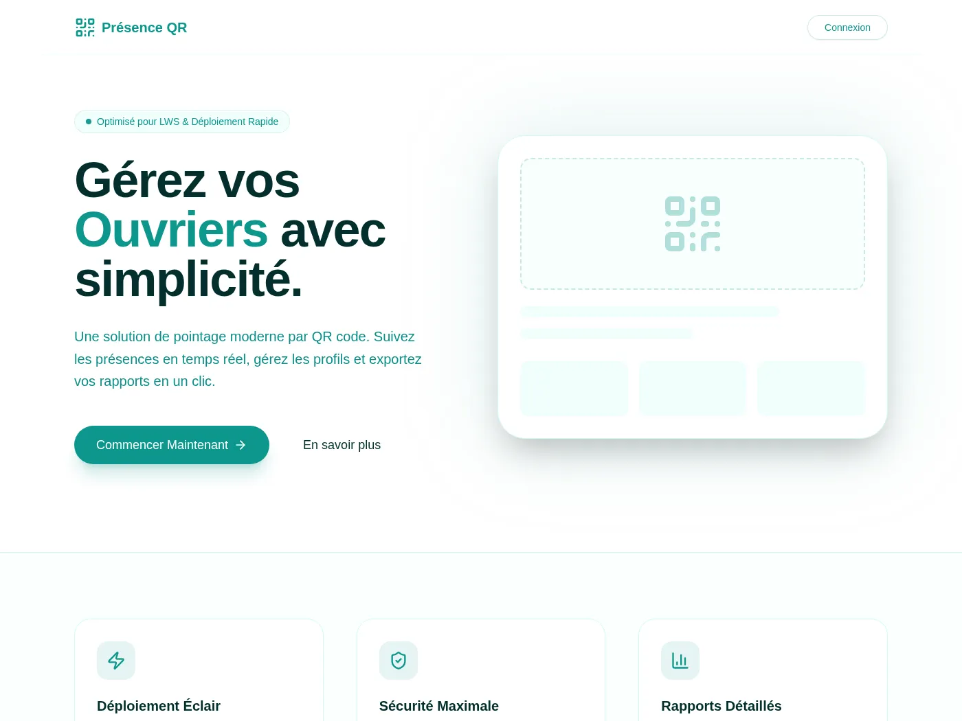 Présence QR Ouvrier