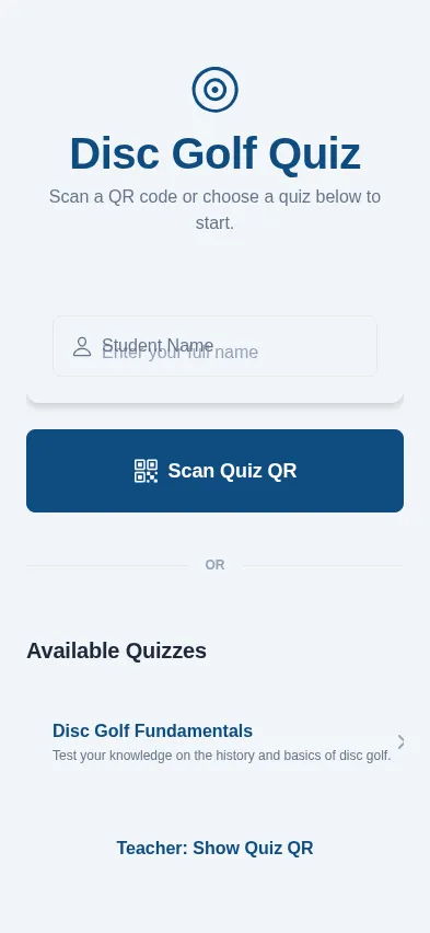 QR Quiz Student App