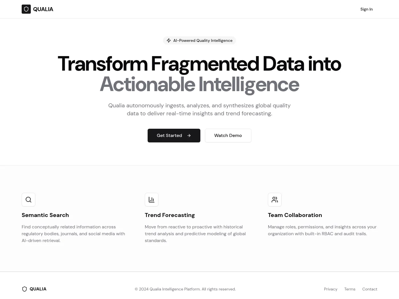 Qualia Intelligence Platform
