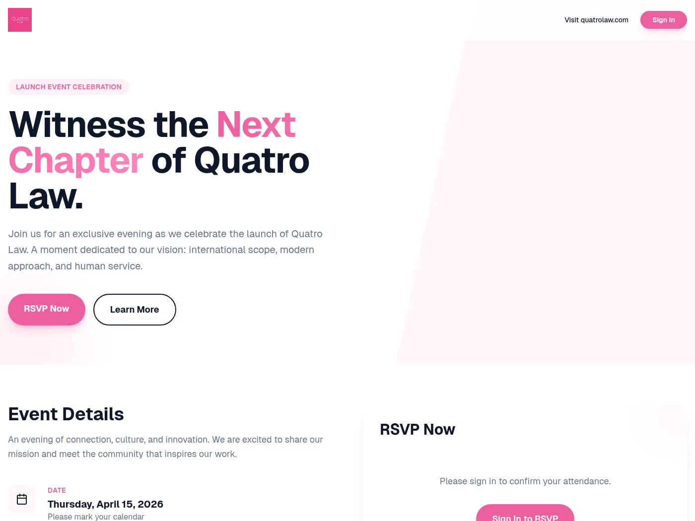 Quatro Law RSVP Page