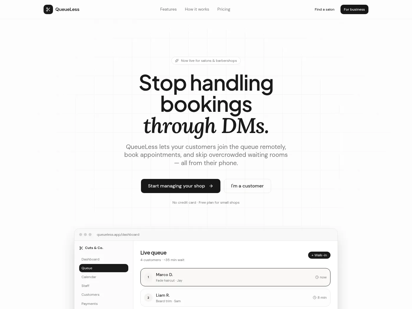 QueueLess Booking Platform