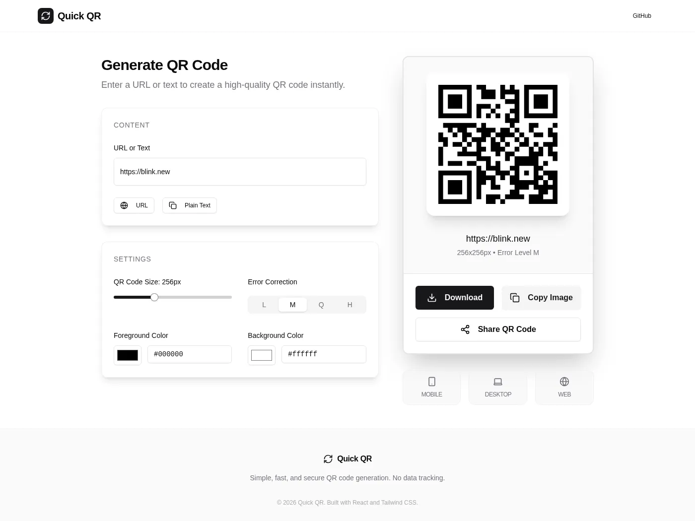 Quick QR Generator