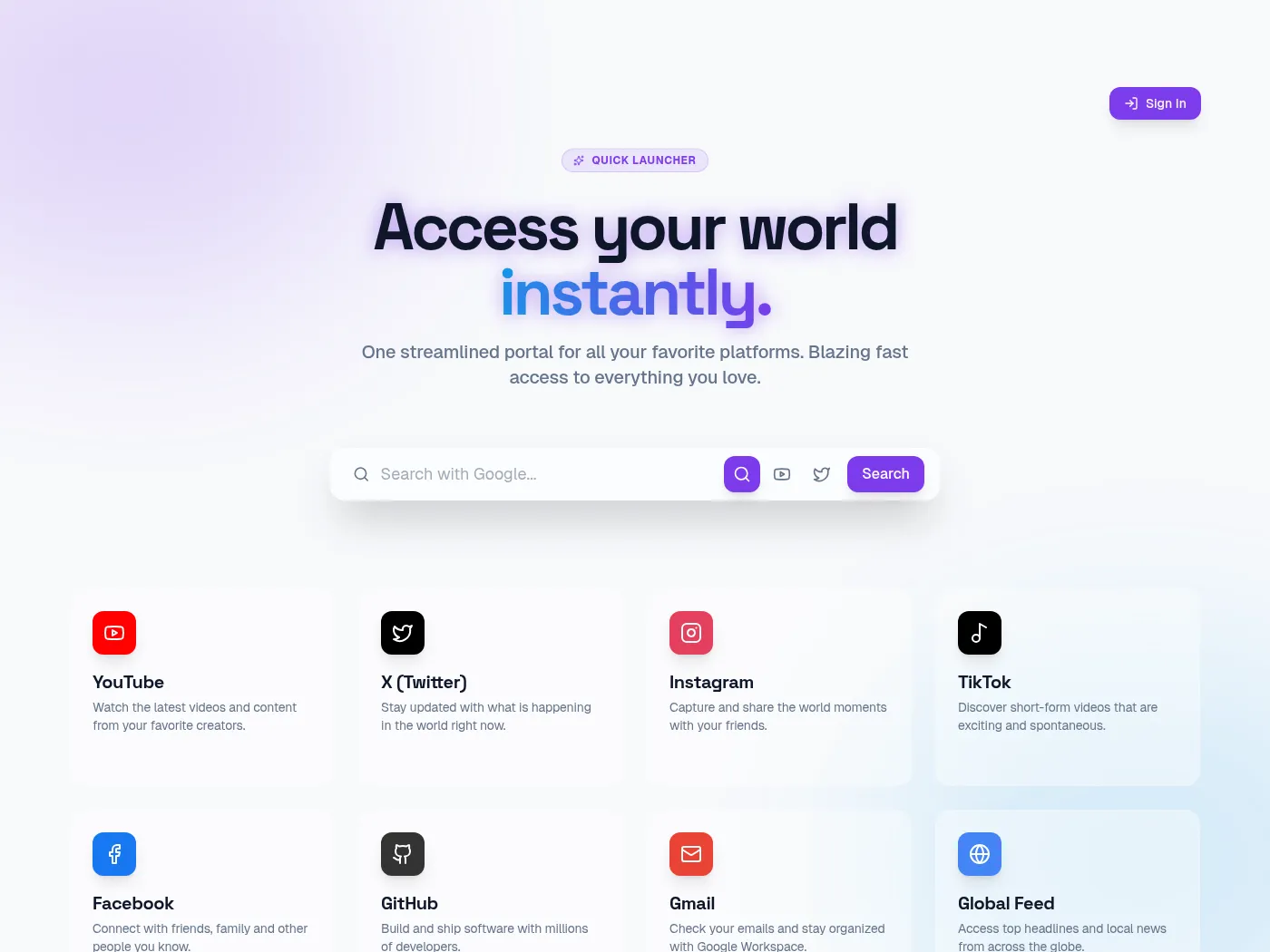 Quick Social Launcher
