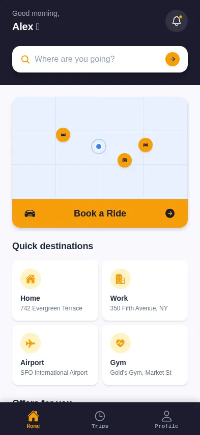QuickCab Taxi App