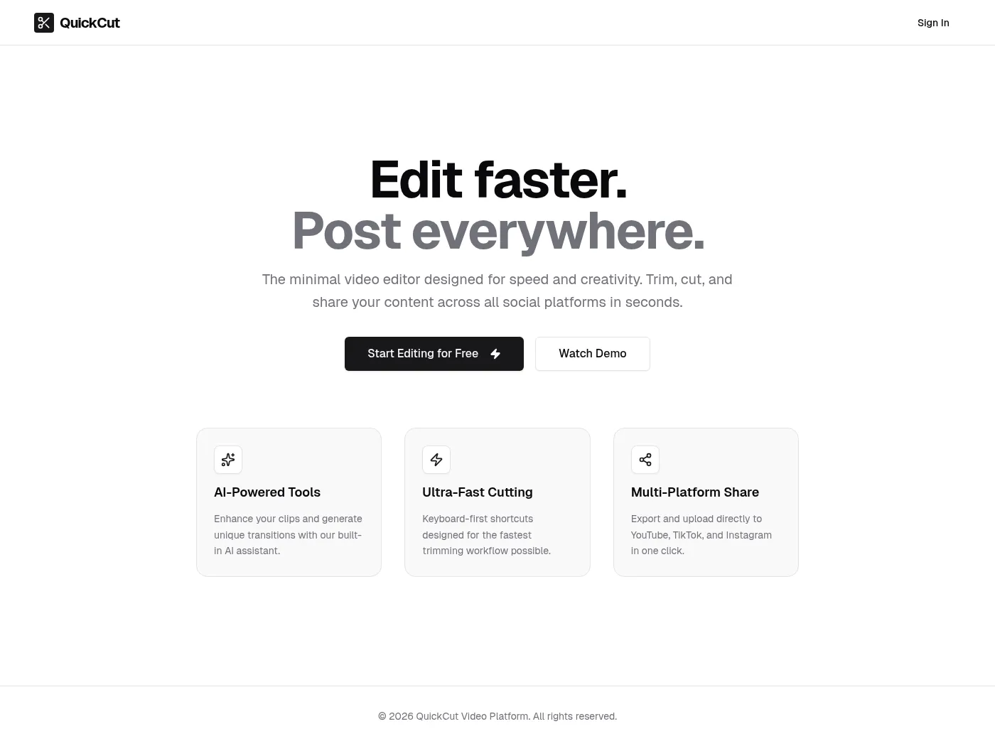 QuickCut Video Platform