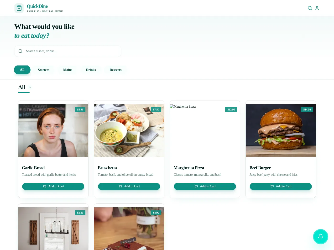 QuickDine Digital Menu