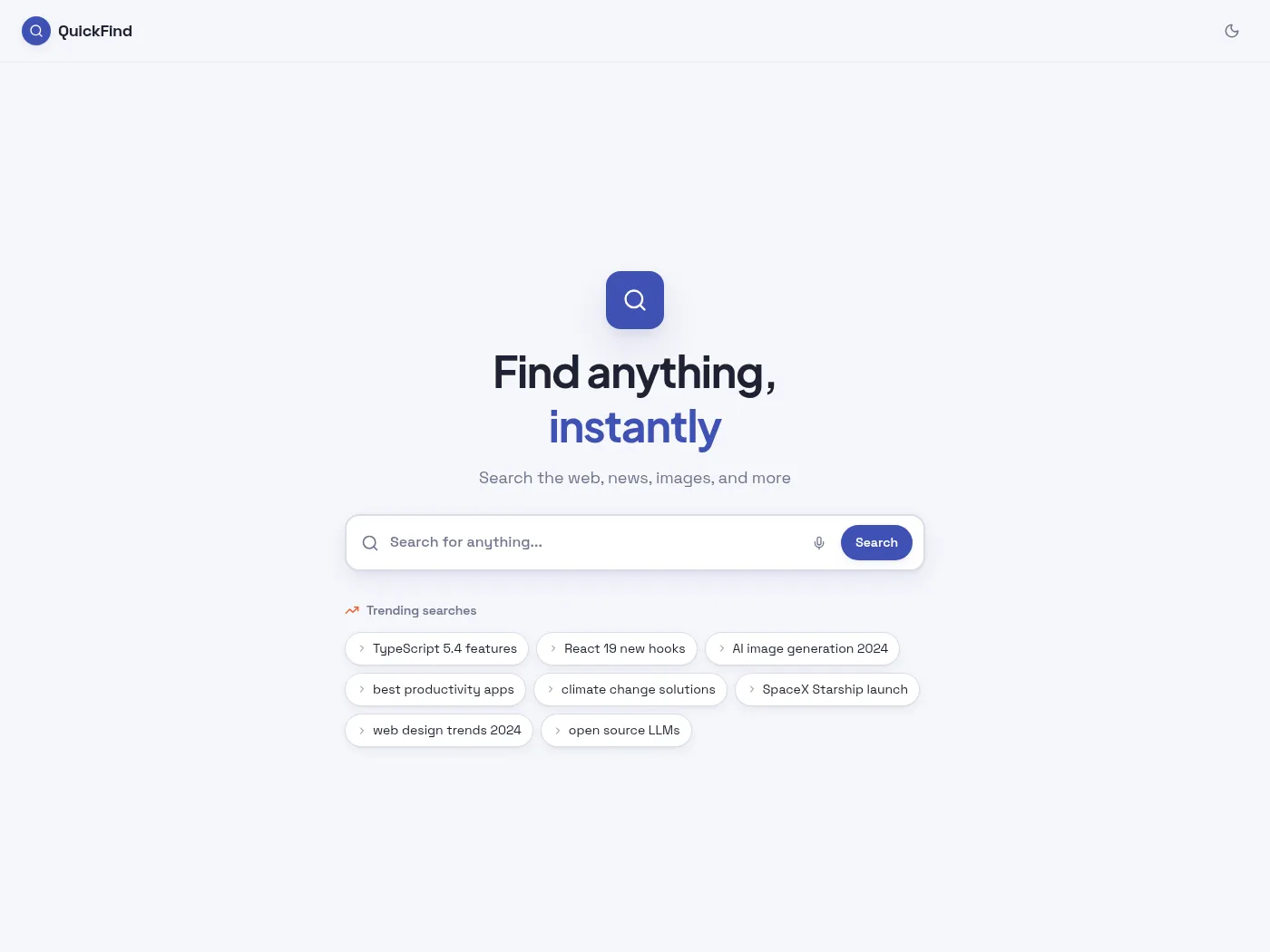 QuickFind Search Page