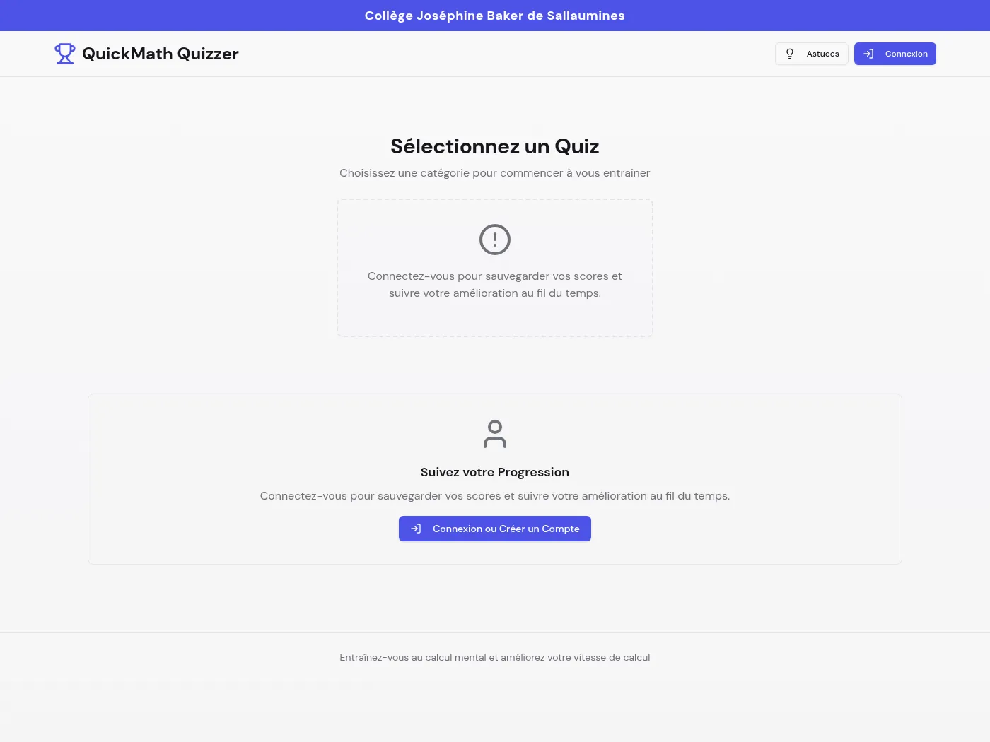 QuickMath Quizzer