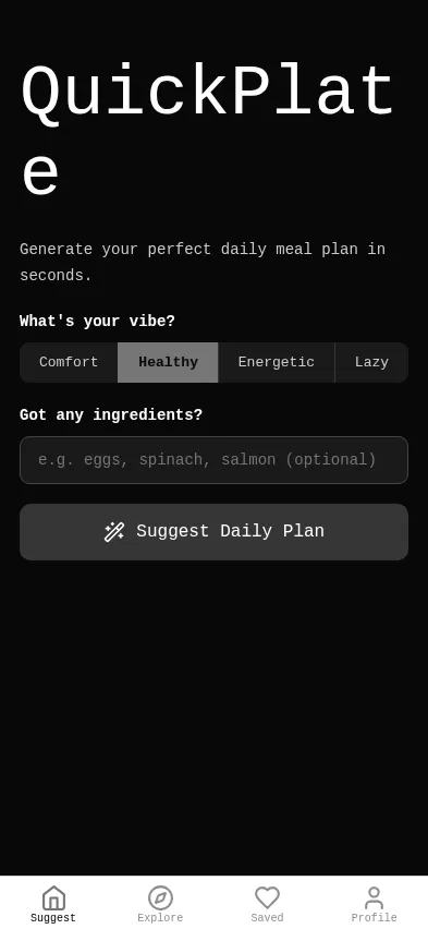 QuickPlate AI Meal Suggester