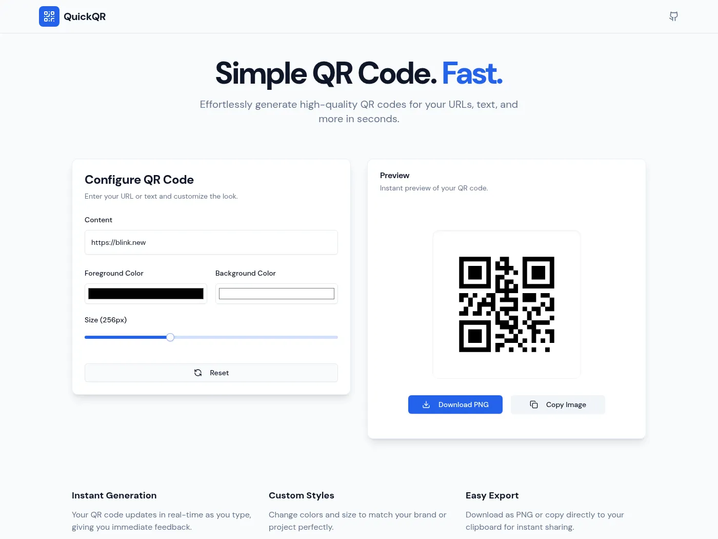 QuickQR Generator