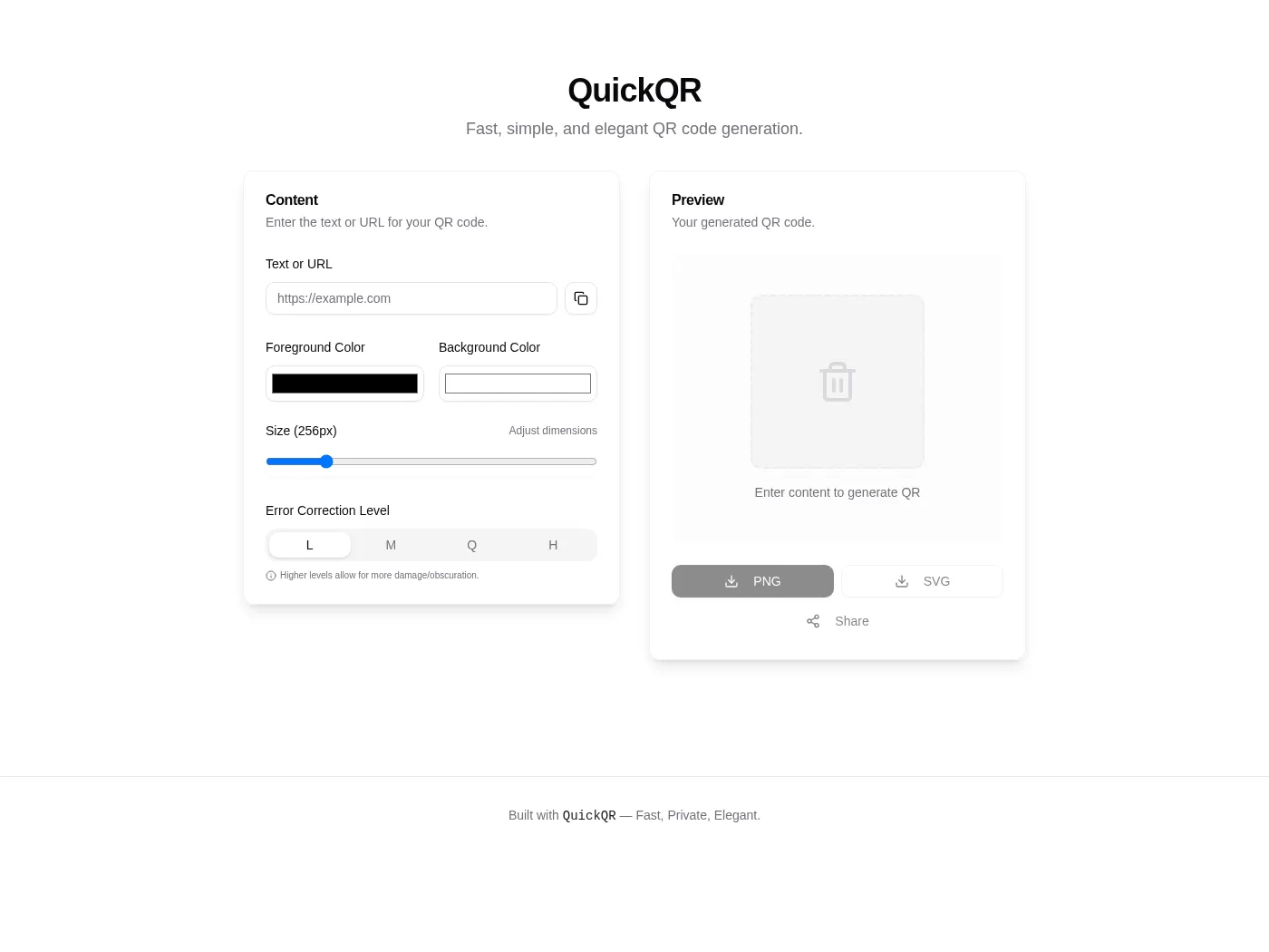 QuickQR Generator