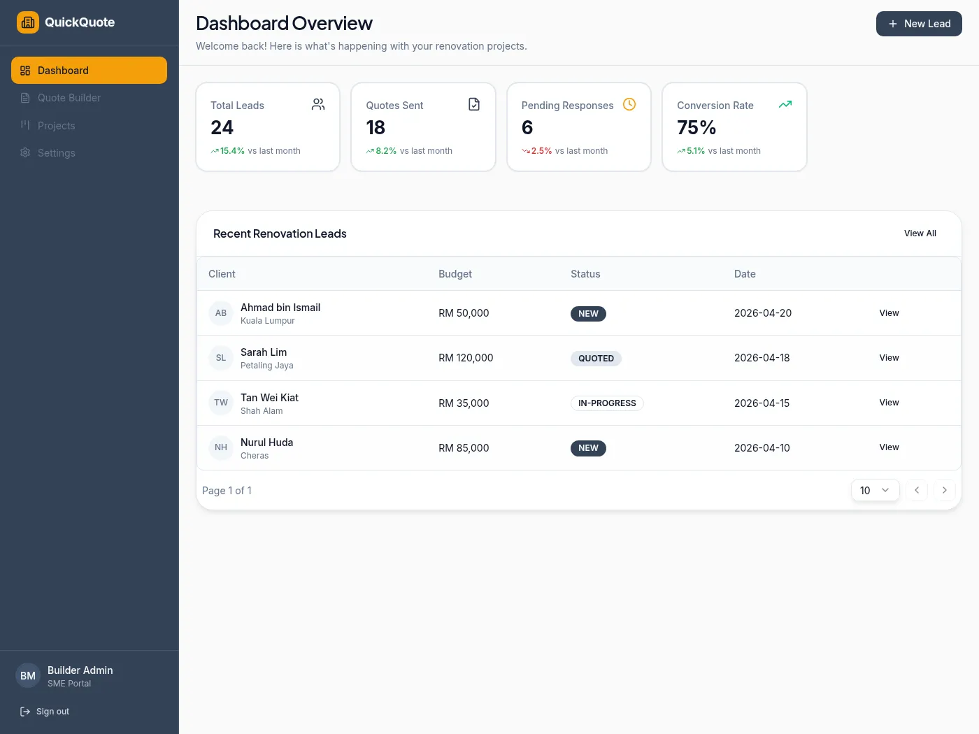 QuickQuote Builder Portal