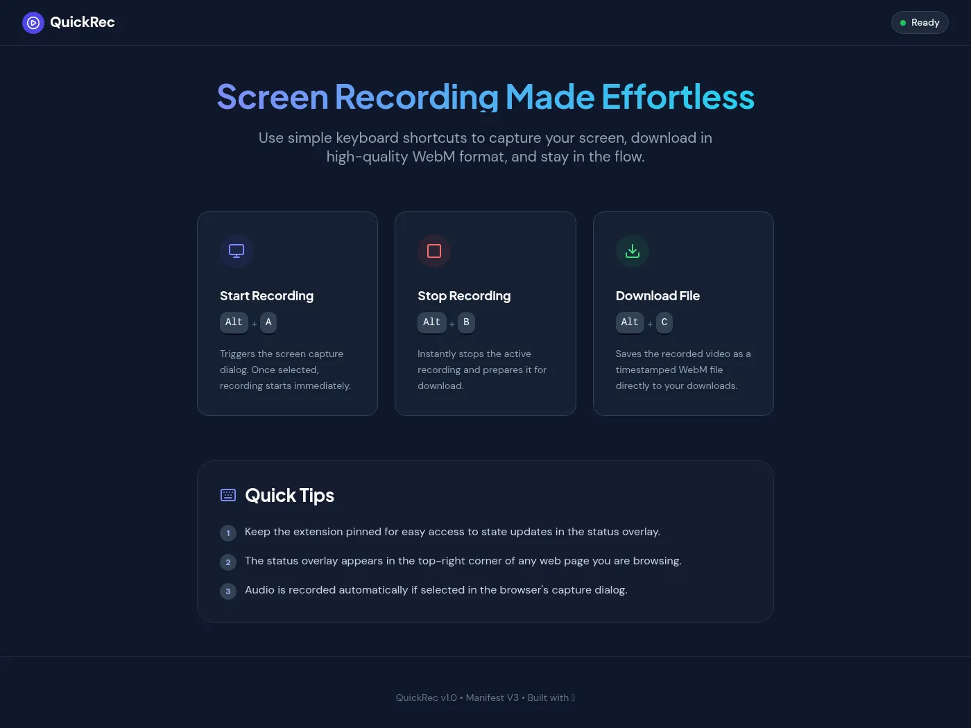 QuickRec Chrome Extension