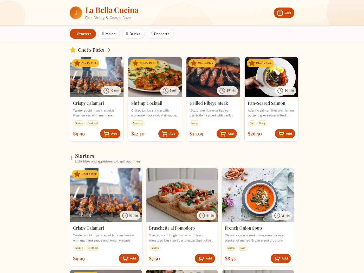 QuickServe Menu System