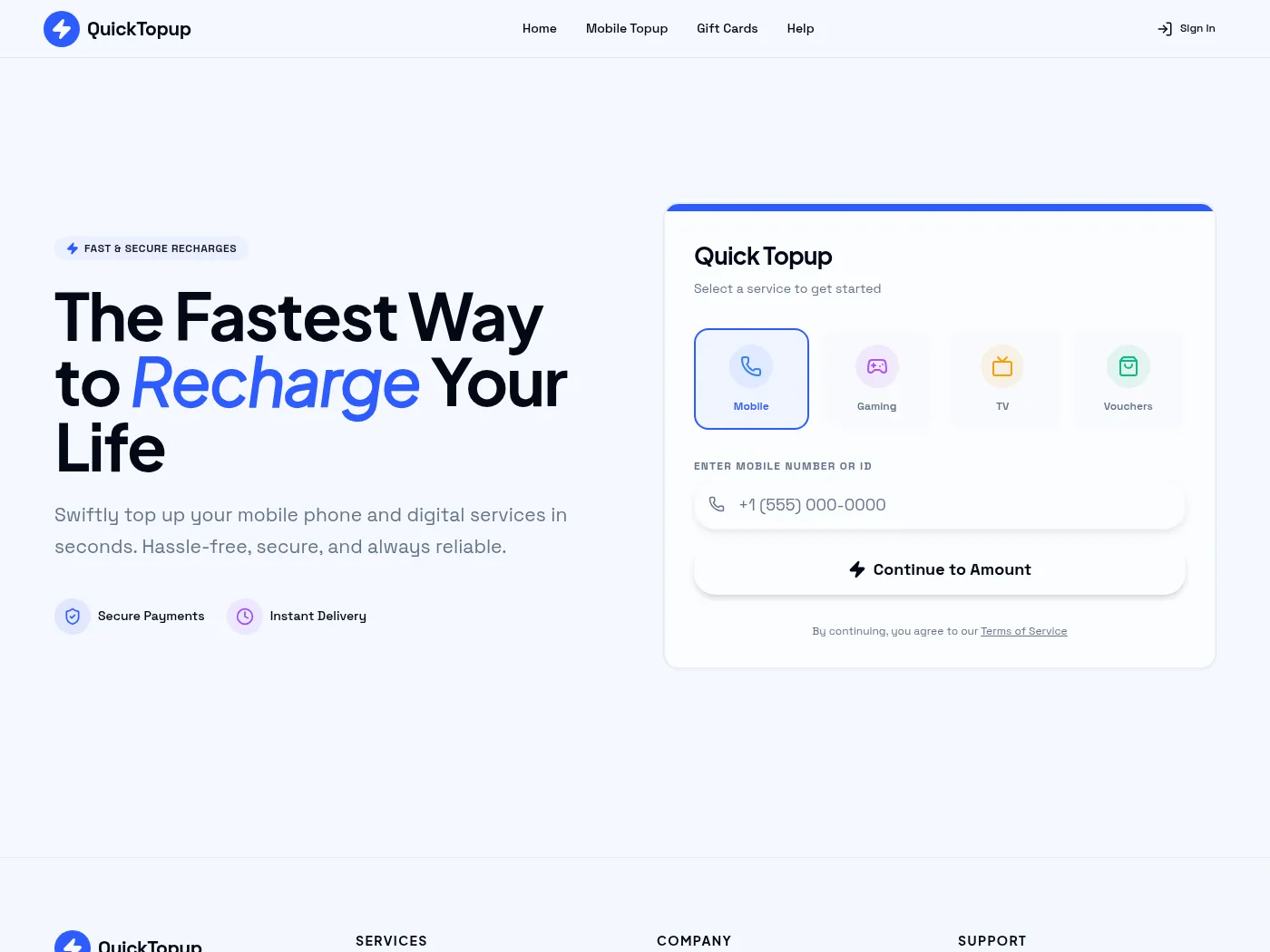 QuickTopup Website