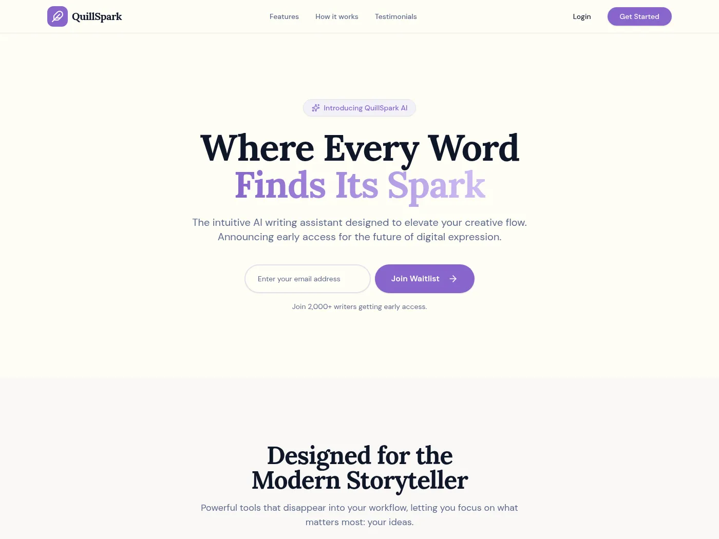 QuillSpark Launch Page