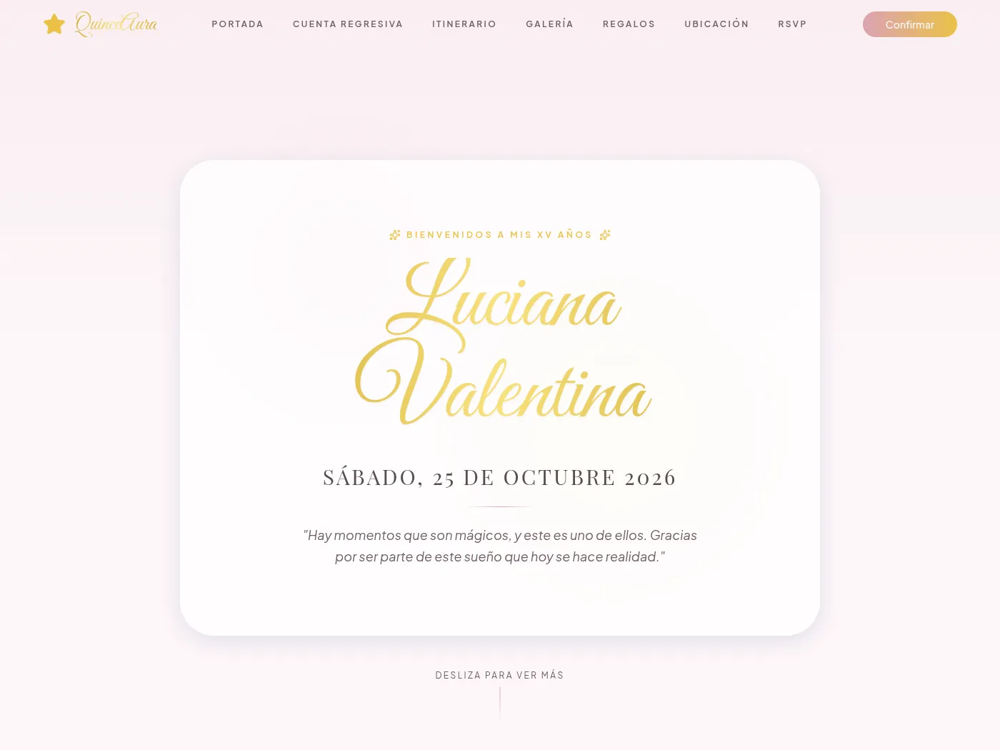 QuinceAura Landing Page