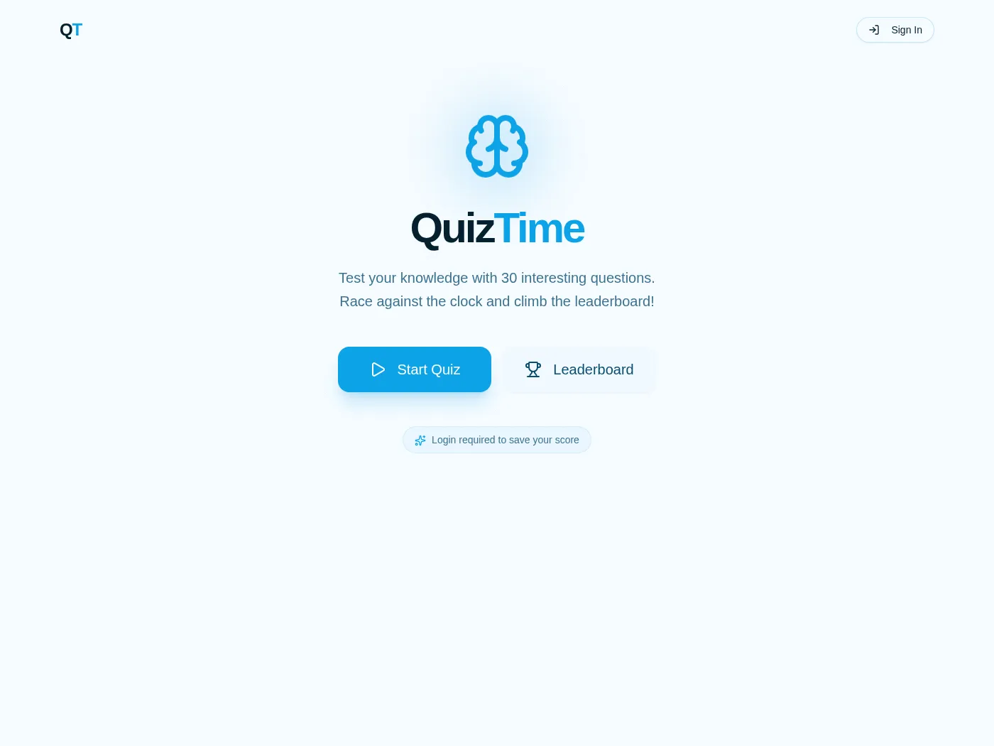 QuizTime Leaderboard