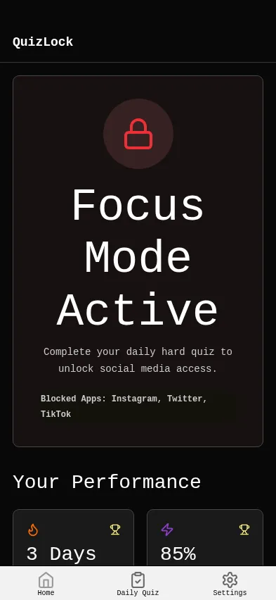 QuizLock Social Blocker
