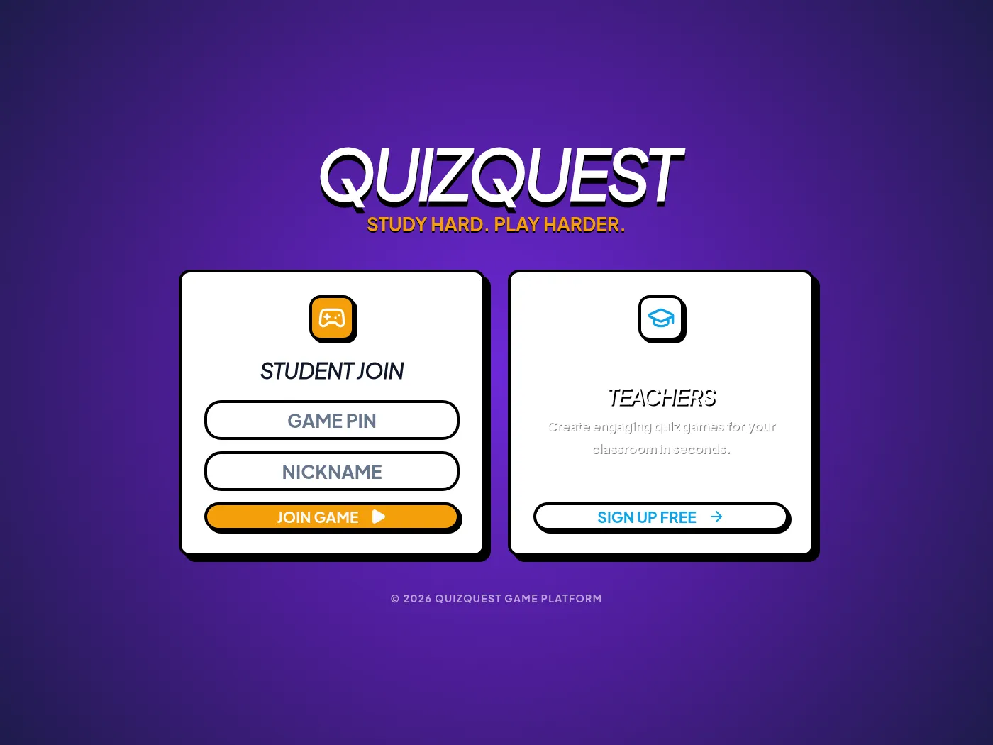 QuizQuest Game Platform