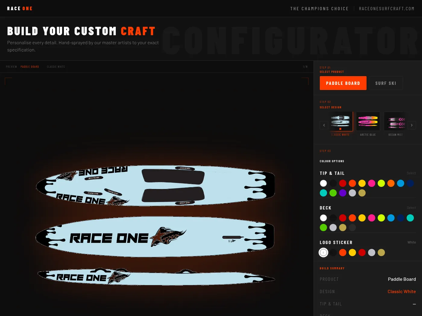 Race One Configurator