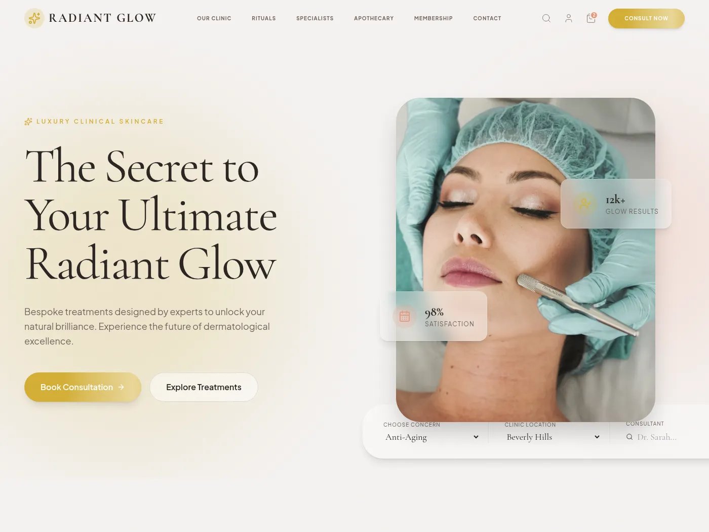 Radiant Glow Clinic UI