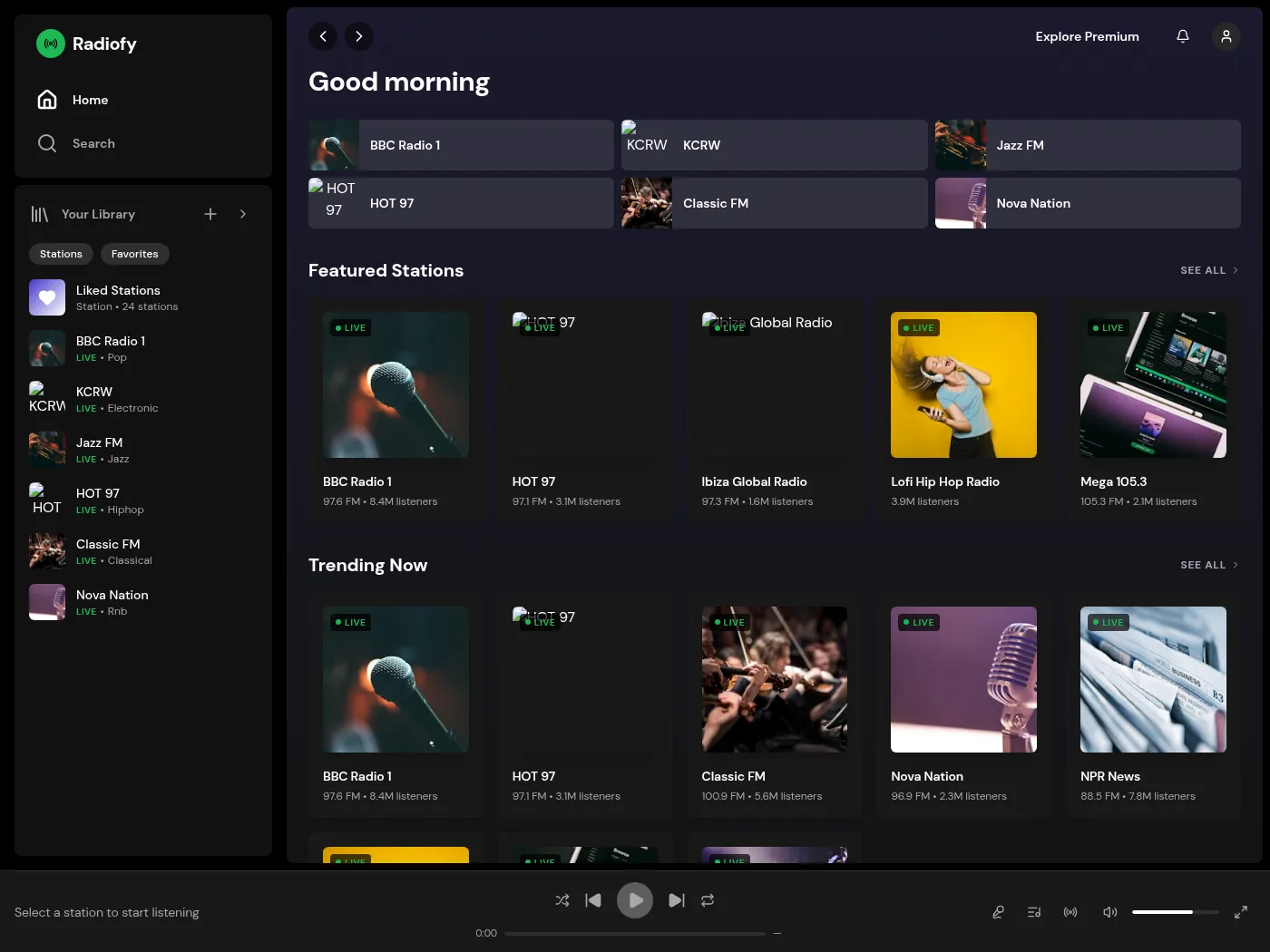 Radiofy UI Clone