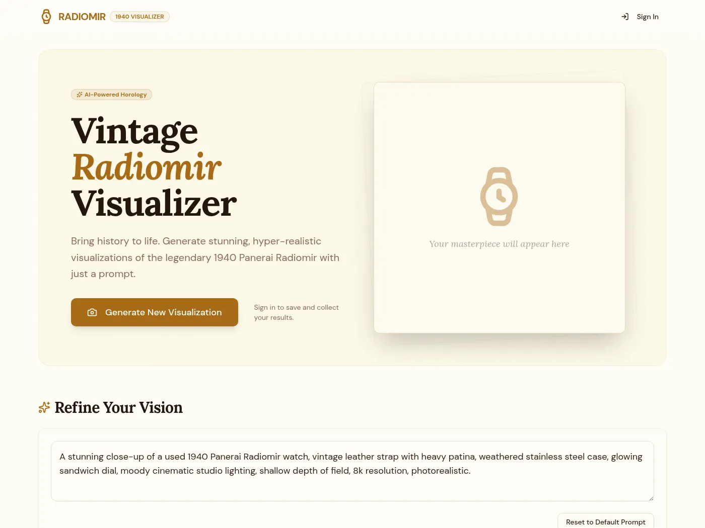 Vintage Radiomir Visualizer