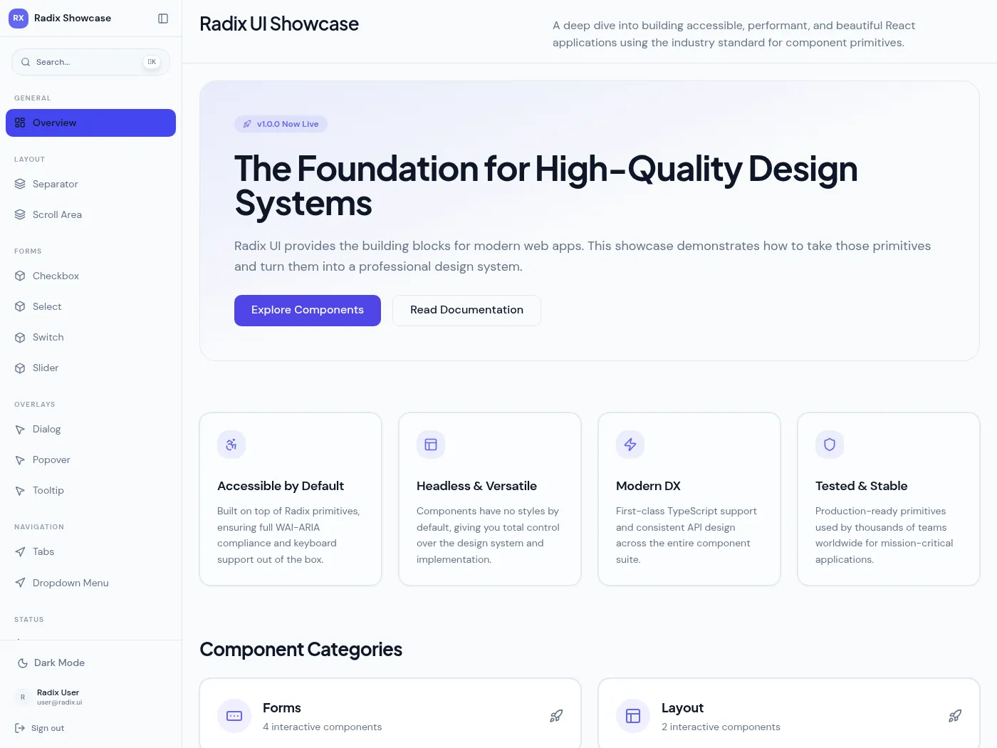 Radix UI Showcase