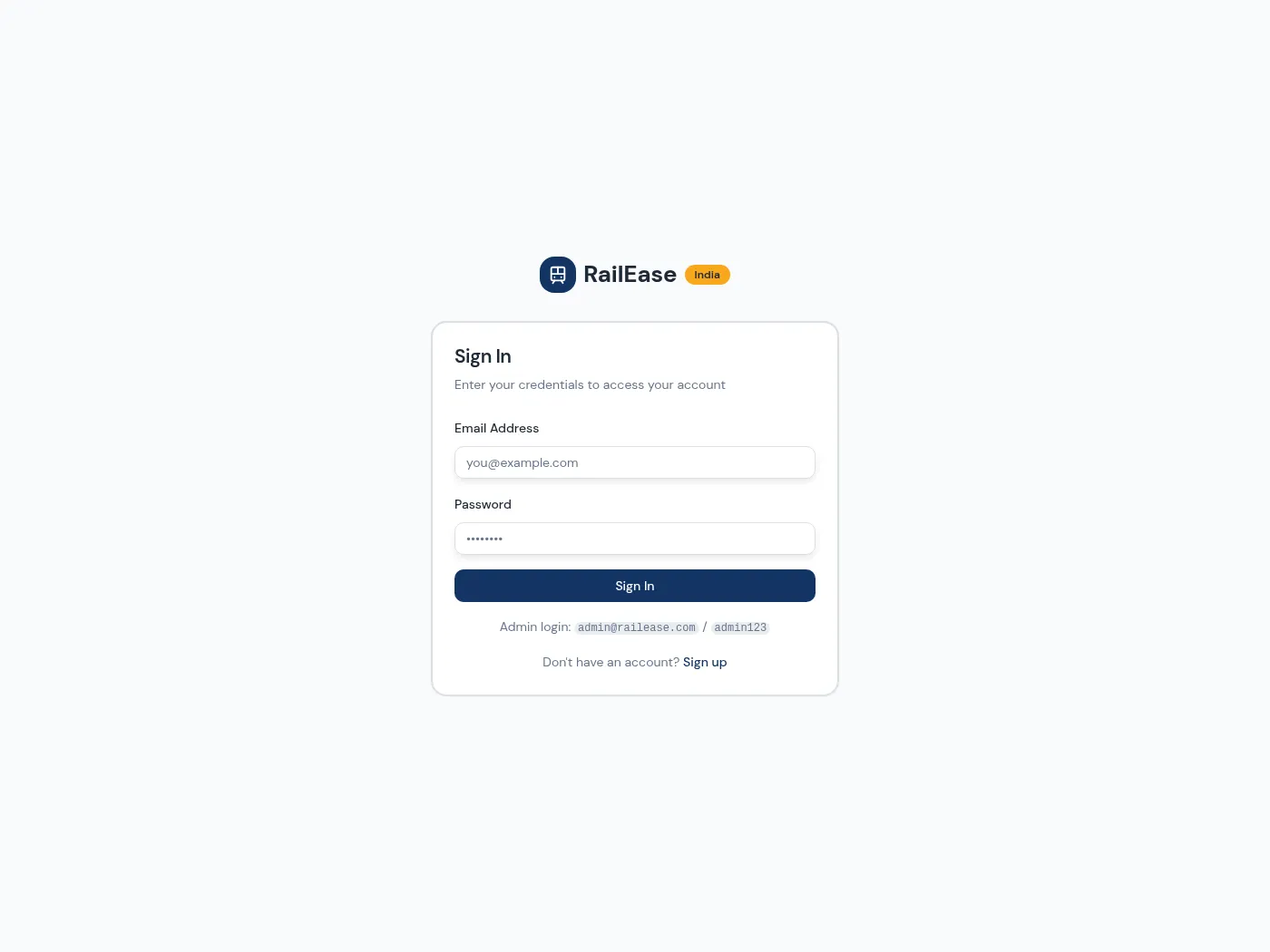 RailEase Booking System