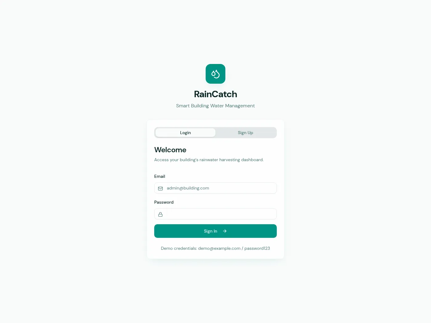 RainCatch Building Dashboard