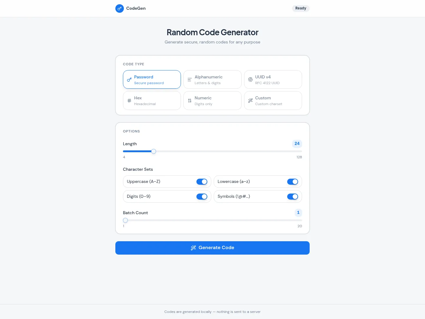 Random Code Generator