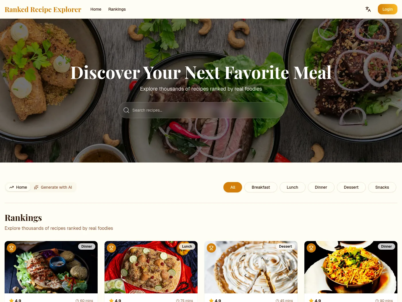 Ranked Recipe Explorer