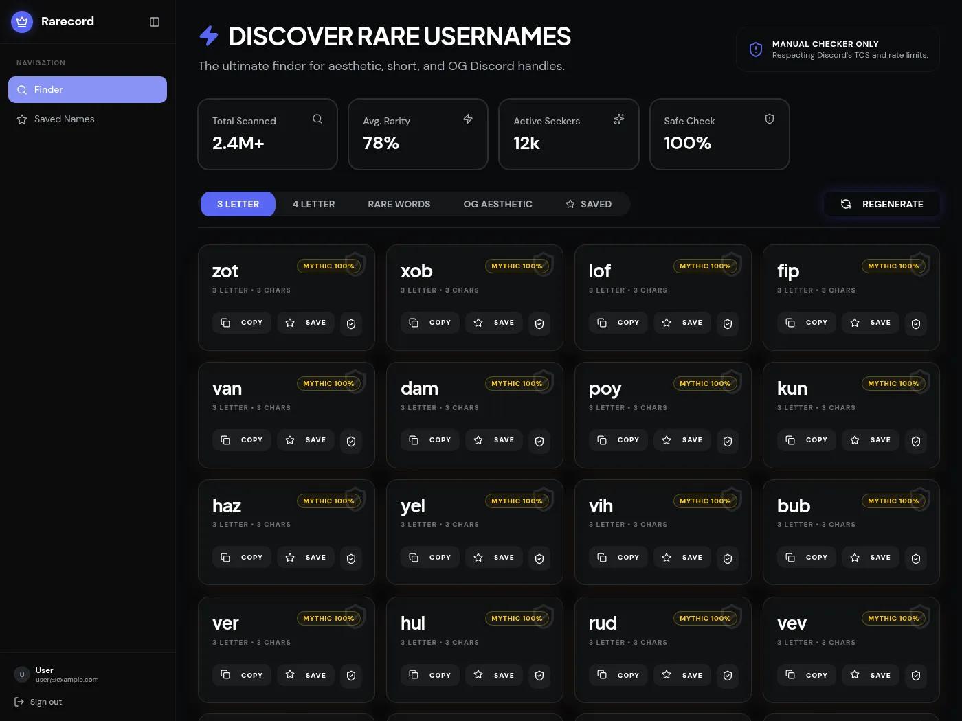 Rarecord Username Finder