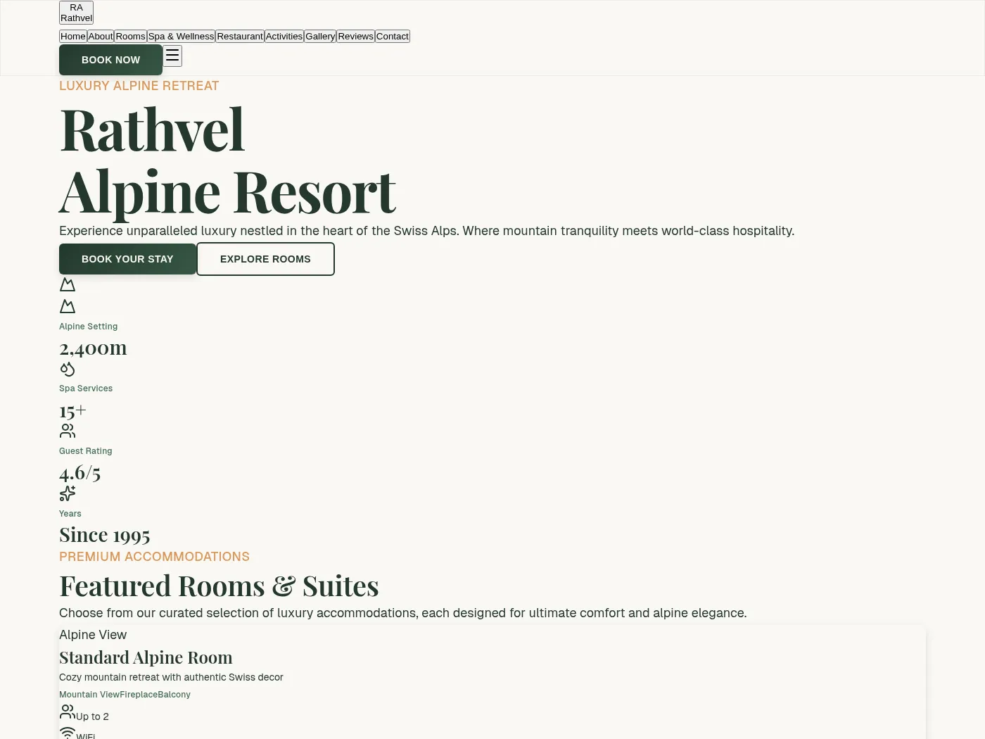 Rathvel Resort Web Experience