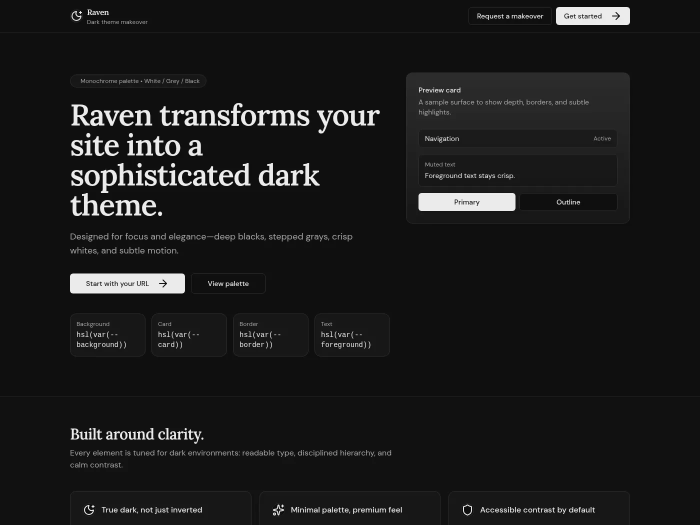 Raven Dark Theme Site