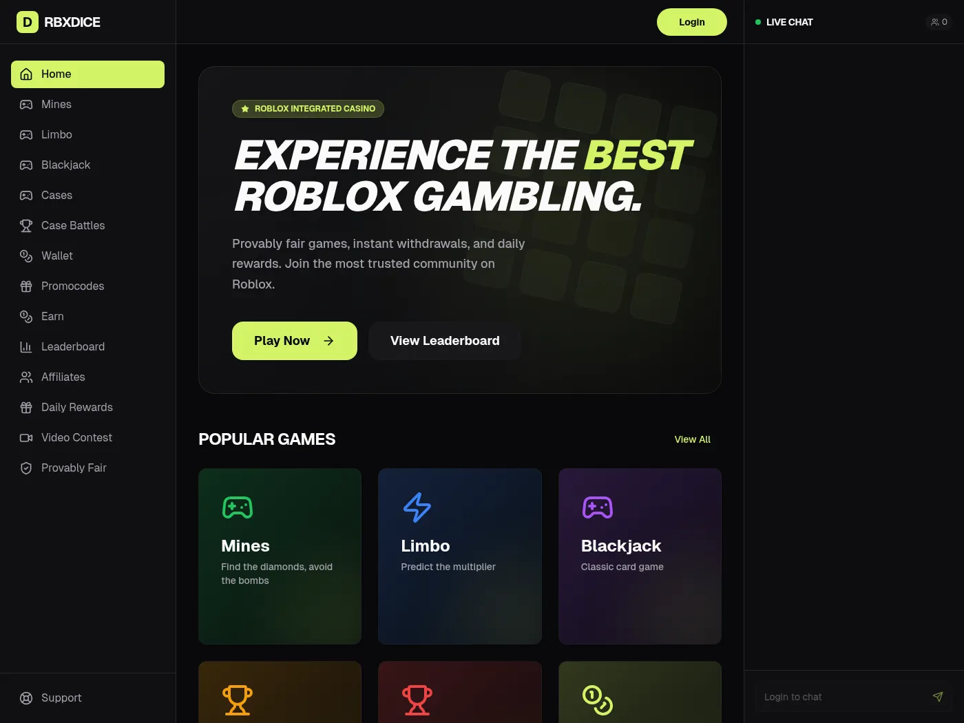 RBXDICE Gambling Platform