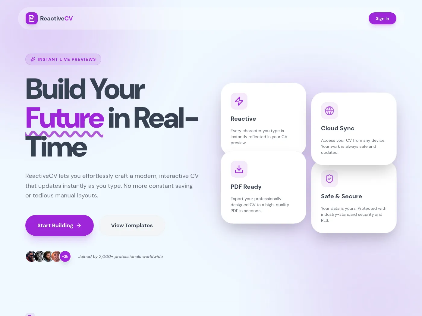 ReactiveCV Builder